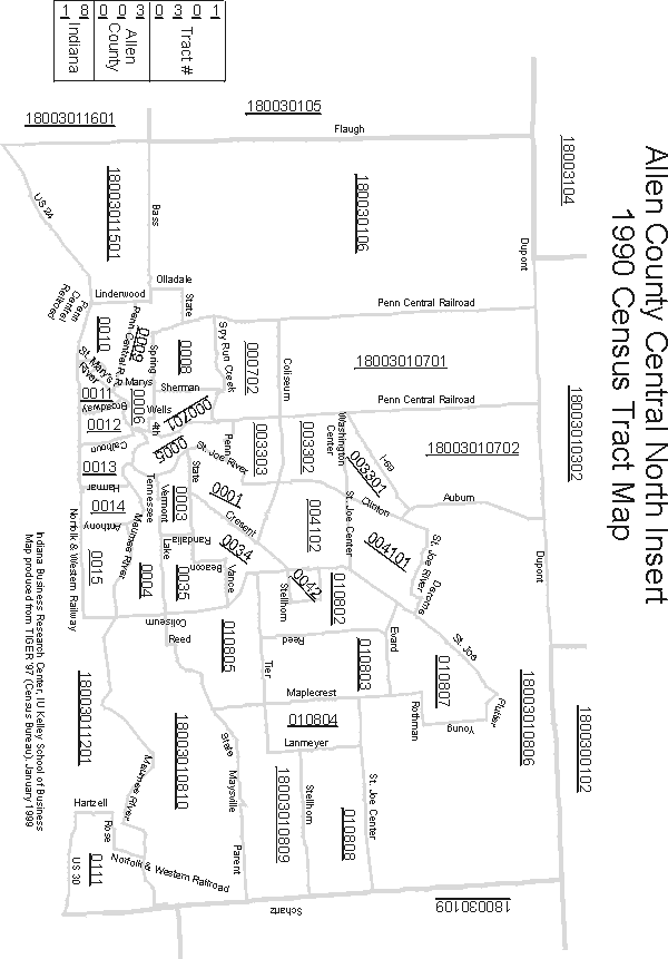 STATS Indiana: 1990 Census Tract Maps for Allen County, Indiana