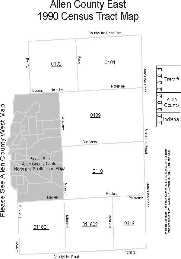 STATS Indiana: 1990 Census Tract Maps for Allen County, Indiana